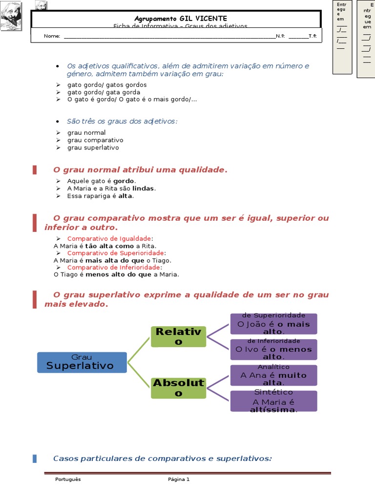 Graus dos Adjetivos em Português | PDF | Adjetivo | Unidades semânticas