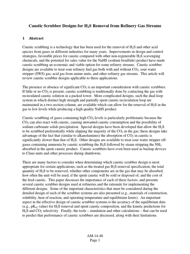 An Overview of Caustic Scrubber Design Considerations and Technologies ...