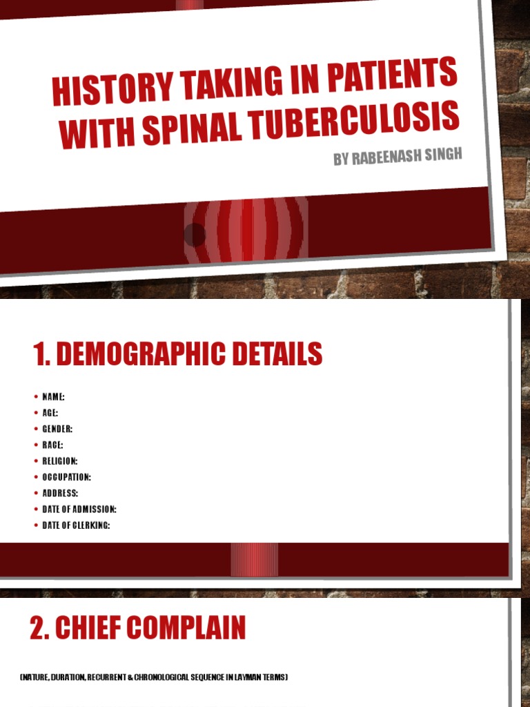 History Taking in Patients With Spinal Tuberculosis | PDF