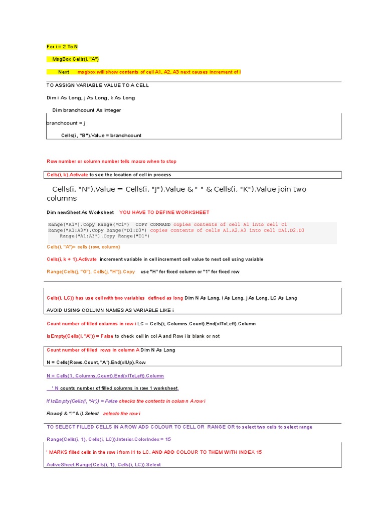 Few Commands With Meaning | PDF | Control Flow | Variable (Computer ...