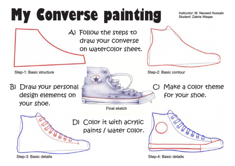 My Converse Painting: A) Follow The Steps To Draw Your Converse On ...
