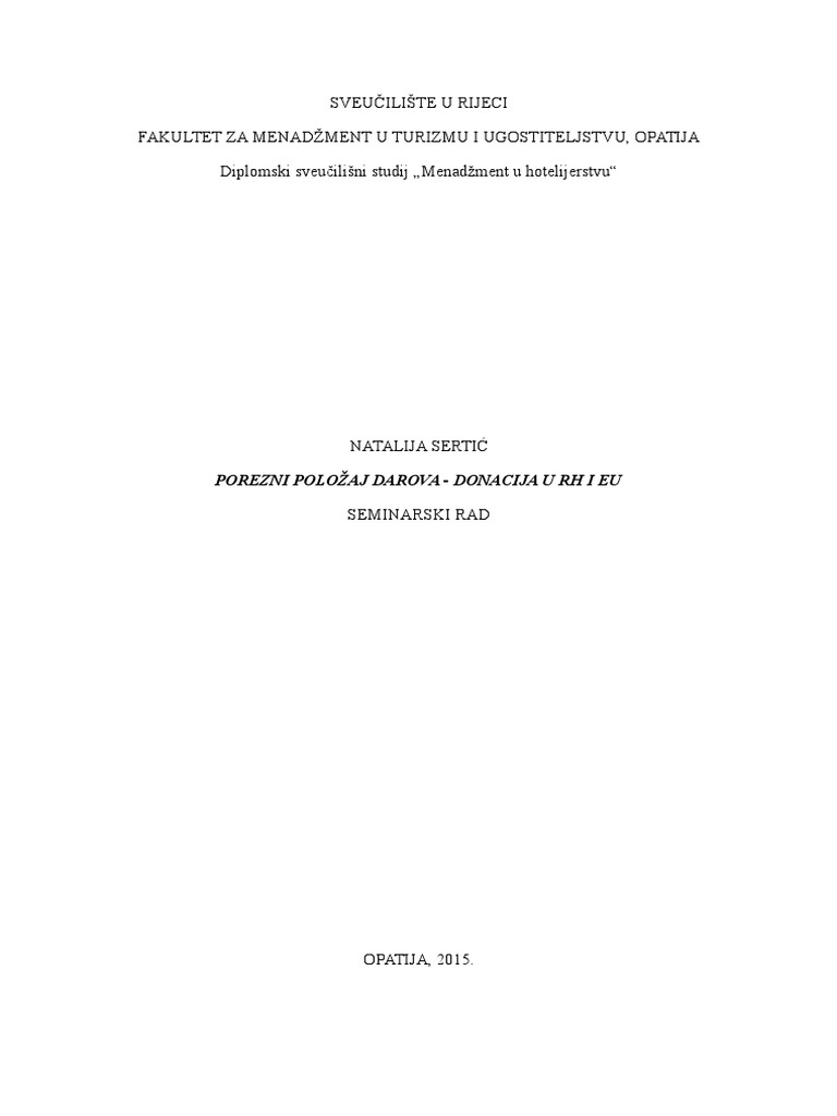 Porezni Polozaj Darova | PDF