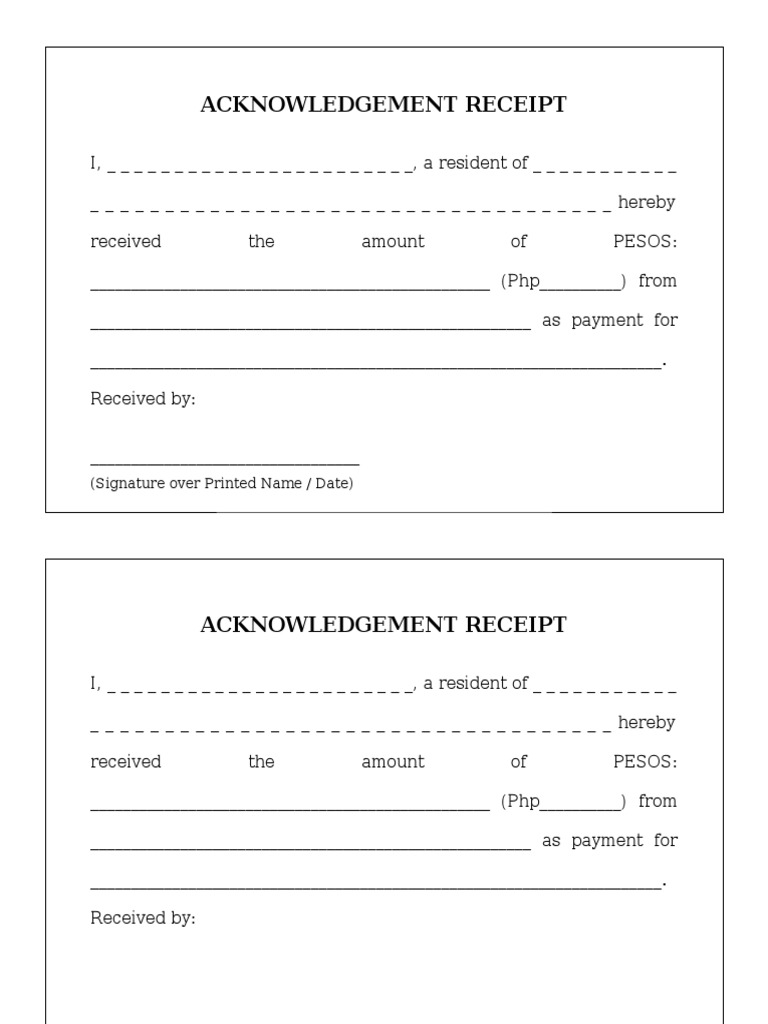 Acknowledgement Receipt Template | PDF