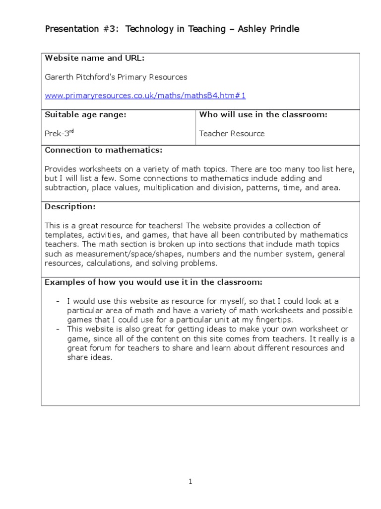 Math Technology Presentation 3 | PDF | Teaching Mathematics | Websites