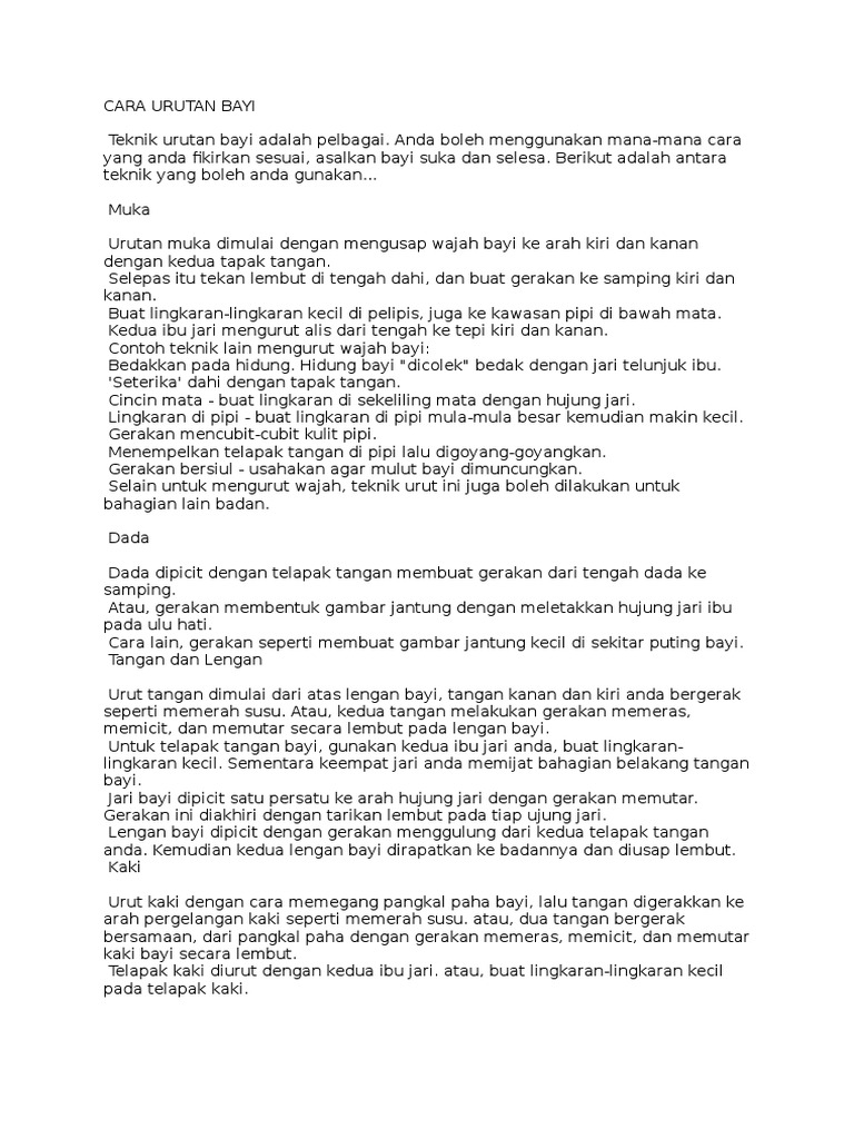 Panduan Urutan Bayi | PDF