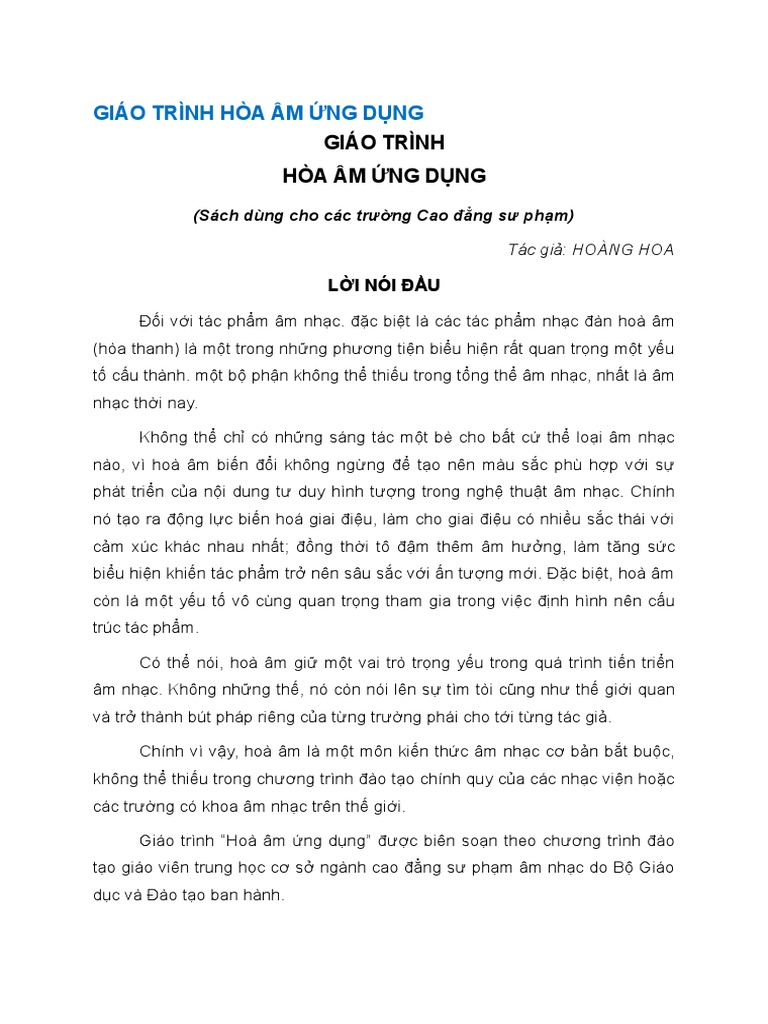 Giáo Trình Hòa Âm NG D NG | PDF