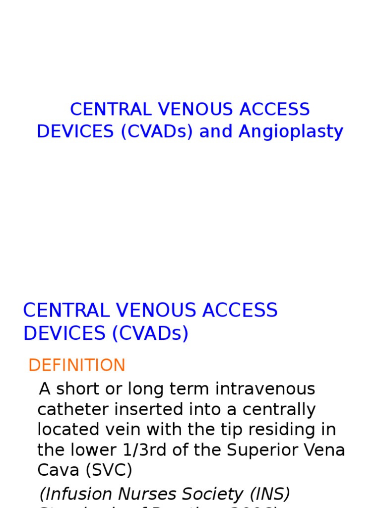 Central Venous Access Devices (Cvads) and | PDF | Intravenous Therapy ...