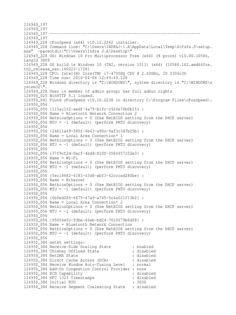 CFosSpeed Setup Log | PDF | Windows Registry | Microsoft Windows