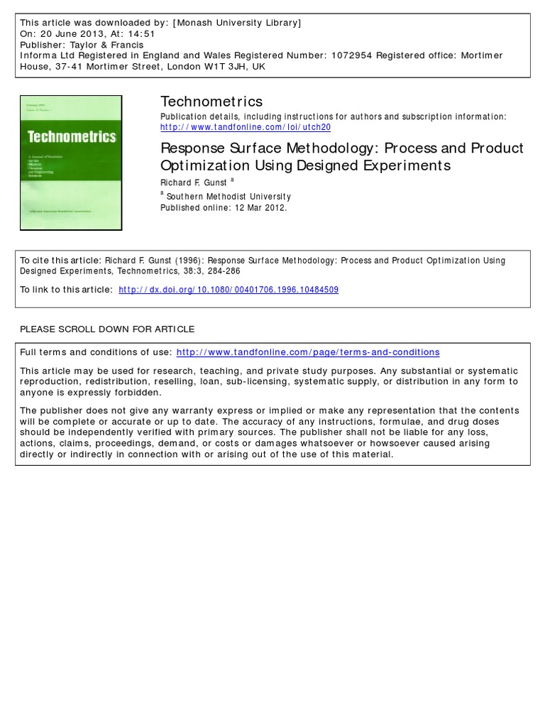 Response Surface Methodology Overview | PDF | Design Of Experiments ...