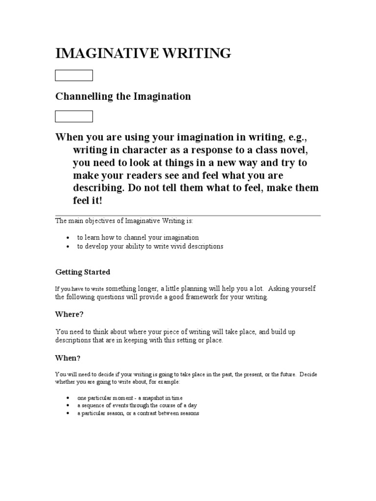 Imaginative Writing | PDF | Imagination | Narration