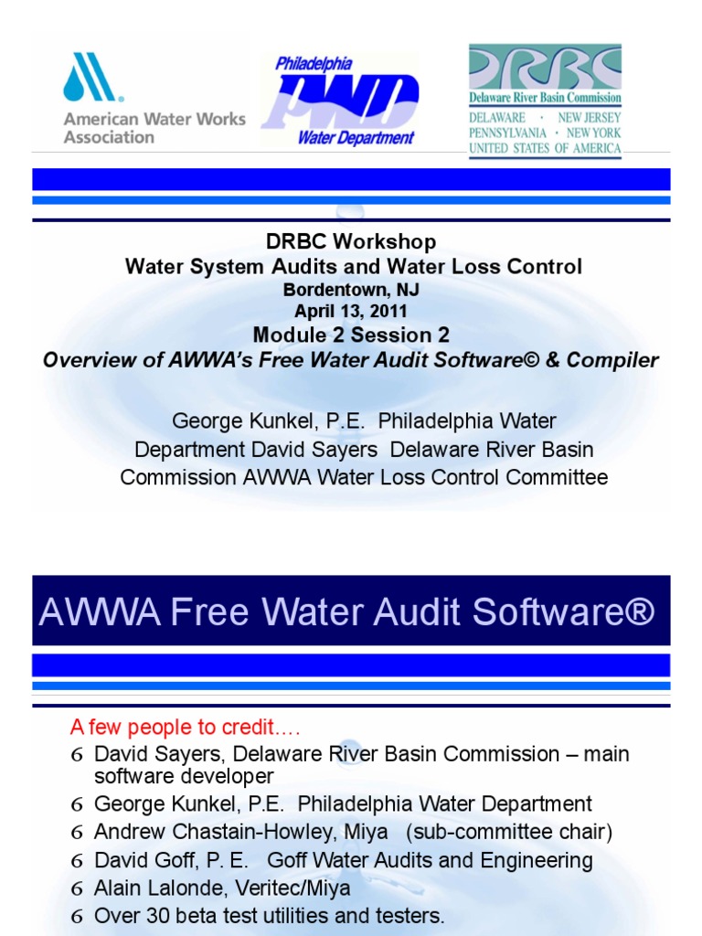 DRBC Workshop Water System Audits and Water Loss Control Module 2 ...