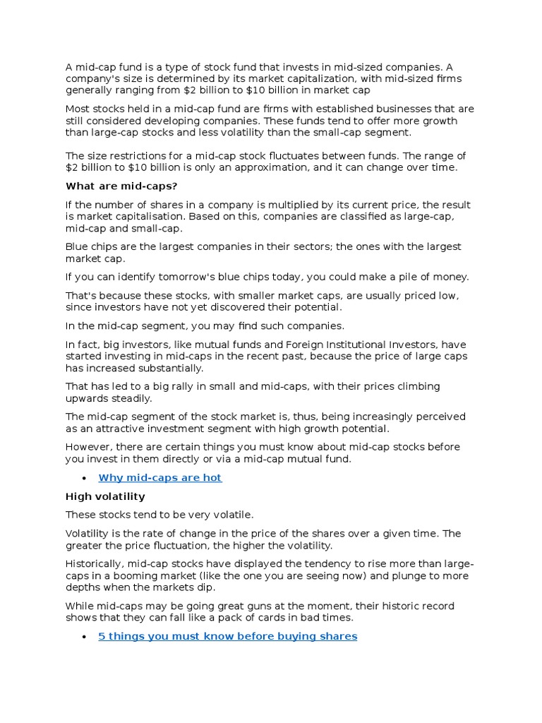 WM - Midcap | PDF | Stock Market | Stocks