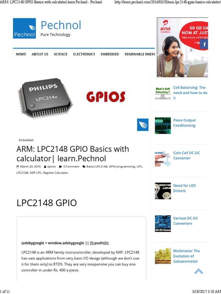 ARM - LPC2148 GPIO Basics With Calculator - Learn - Pechnol - Pechnol | PDF | Electronic Design ...