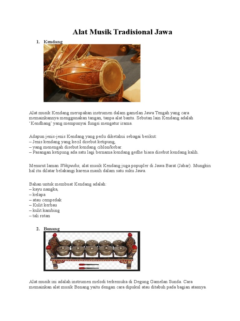 Alat Musik Tradisional Jawa Tengah | PDF