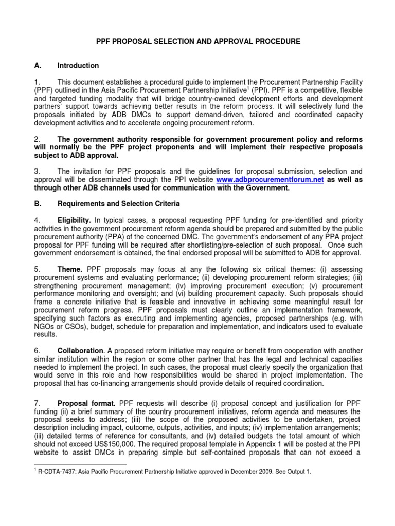 PPF Proposal Selection Guide | PDF | Procurement | Sustainability