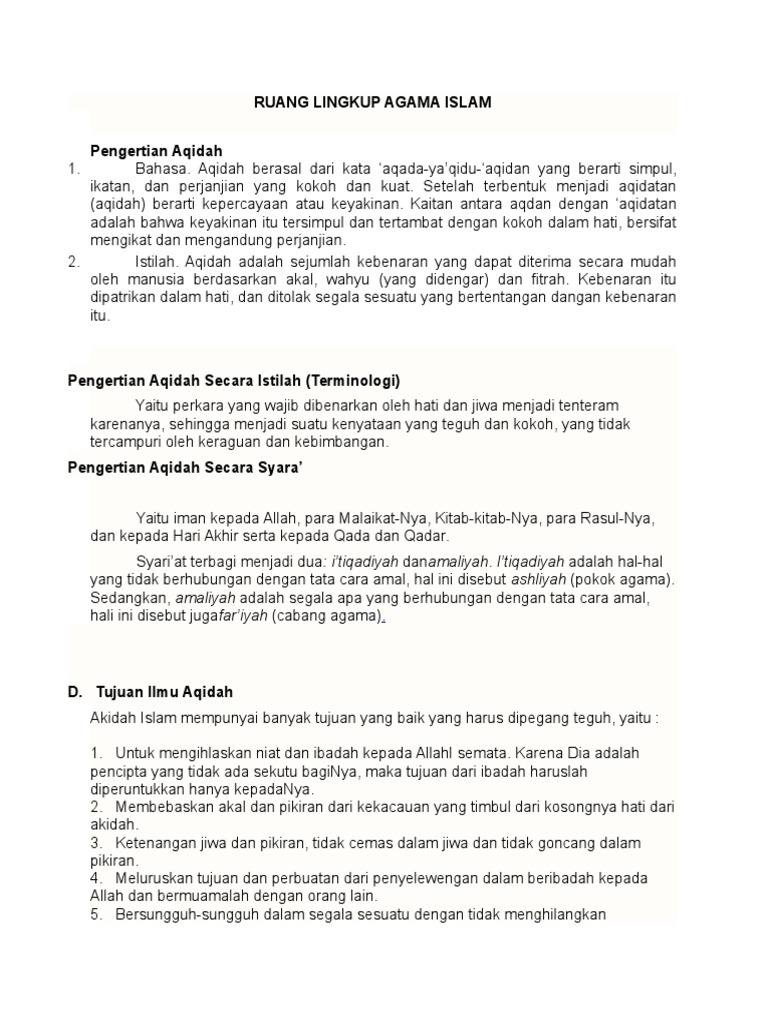 Ruang Lingkup Agama Islam | PDF