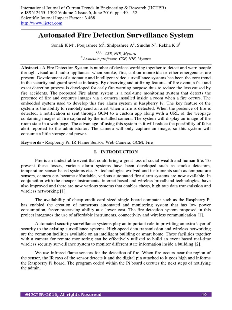 Automated Fire Detection Surveillance System | PDF | Surveillance ...