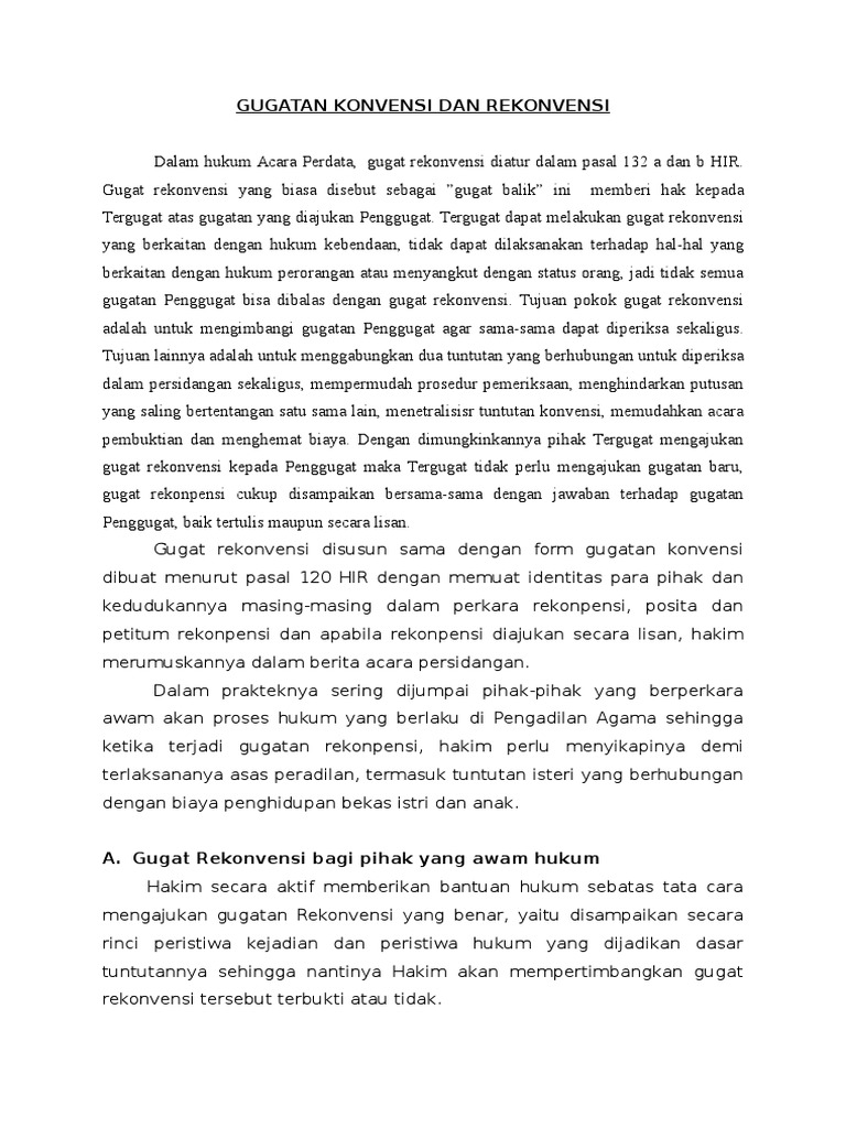 Gugatan Konvensi Dan Rekonvensi | PDF
