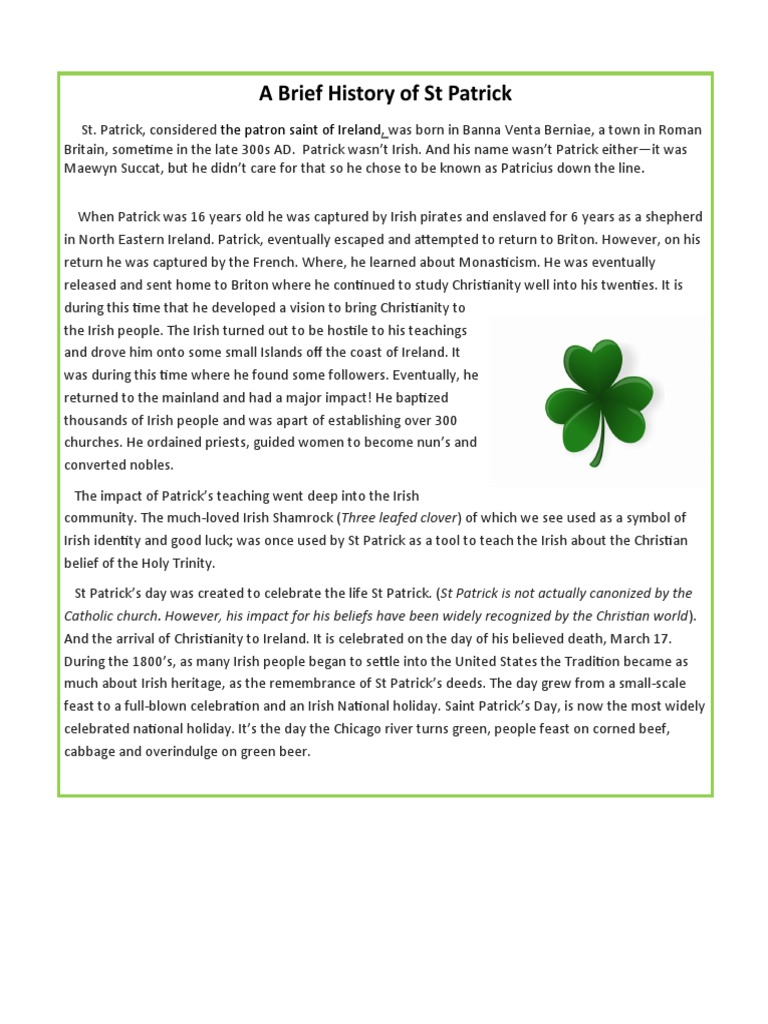 A Brief History of ST Patrick | PDF