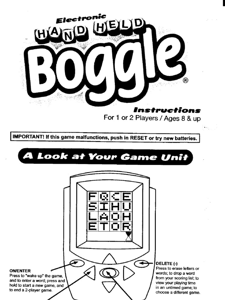 Hasbro Hand Held Electronic Boggle | PDF