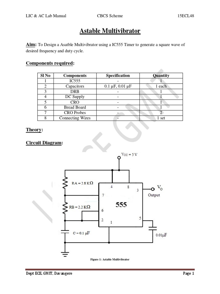 15ecl48 VTU Raghudathesh Astable Monostable Multivibrator | PDF | Electronic Design | Electronics