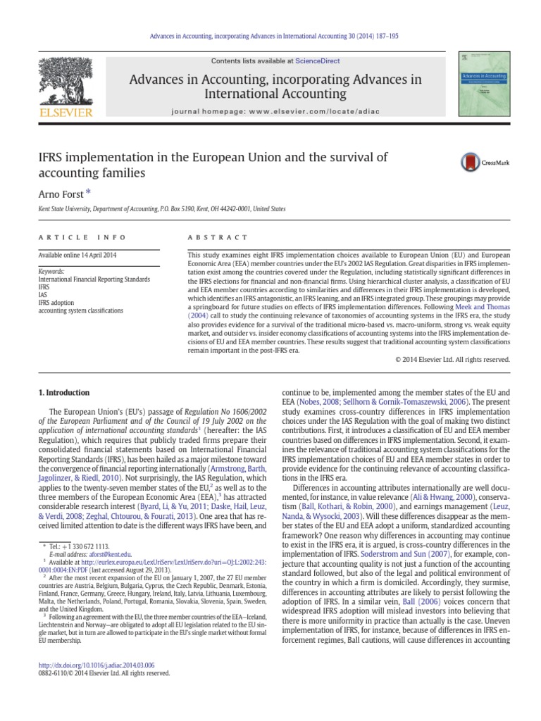 IFRS Implementation in The European Union and The Survival of | PDF