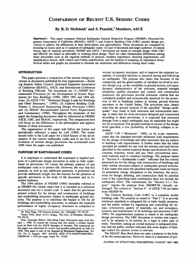 Comparison of Recent Us Seismic Codes | PDF