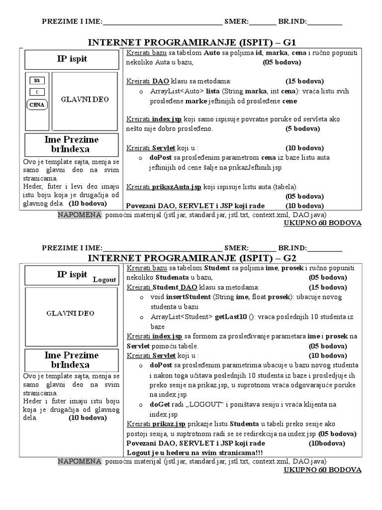 Ip Java - Ispit - Primeri Rokova | PDF