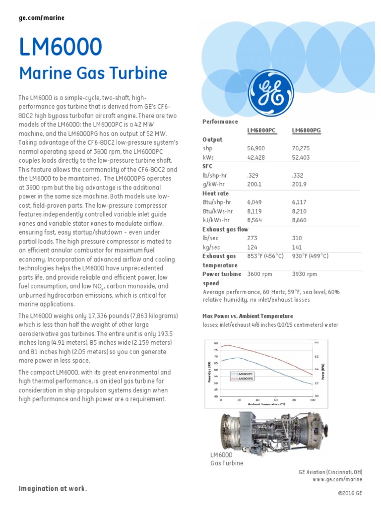 LM6000 Datasheet | PDF | Gas Turbine | Energy Technology