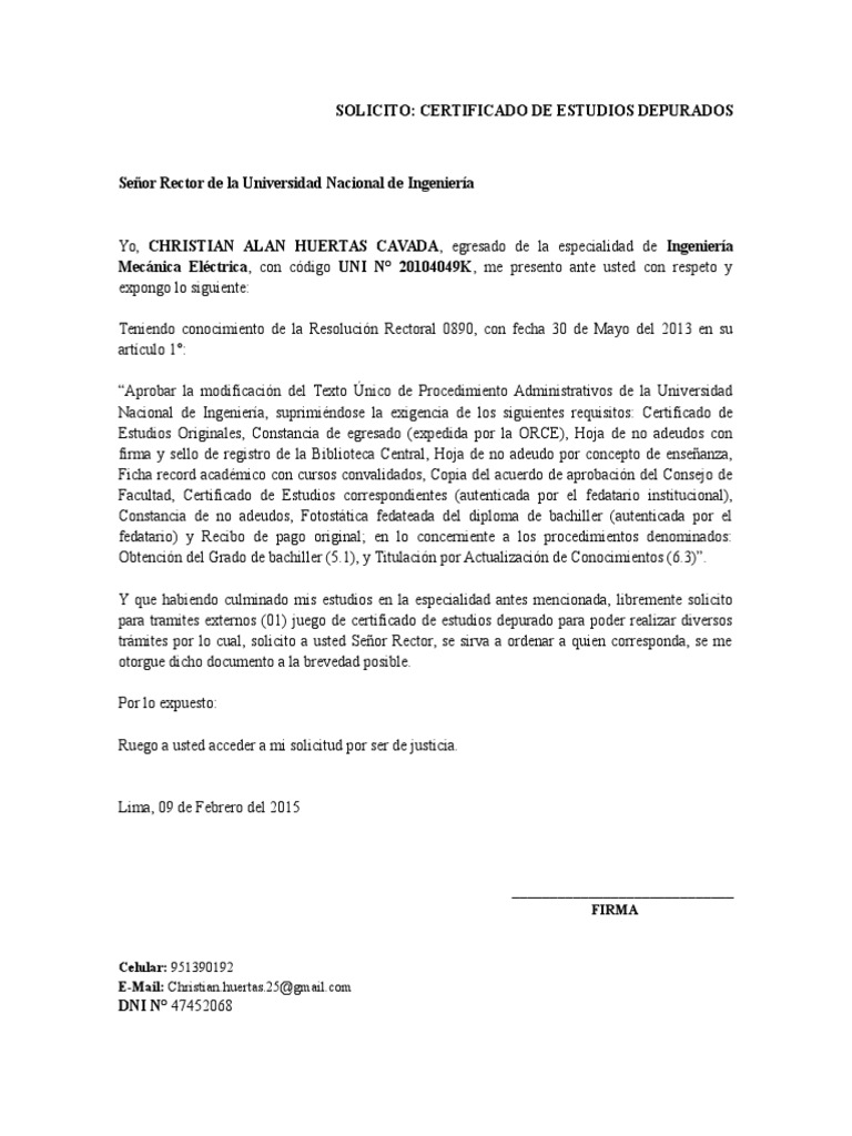 Solicitud Al Rector | PDF