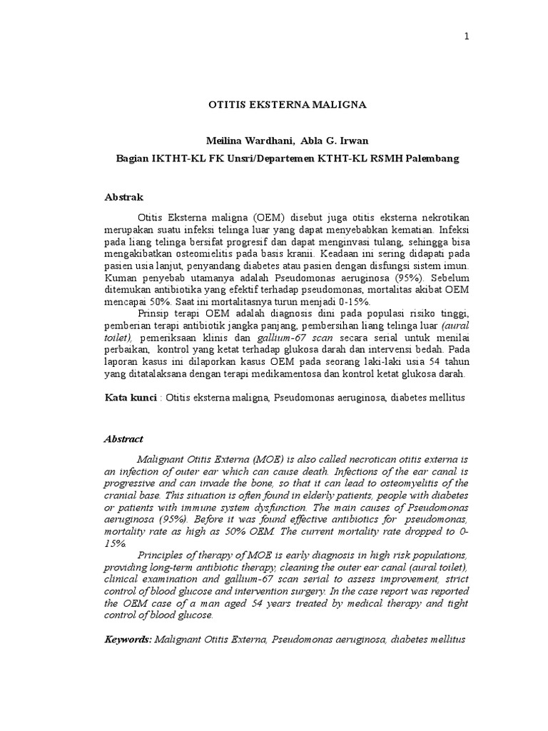 Tatalaksana Otitis Eksterna Maligna | PDF