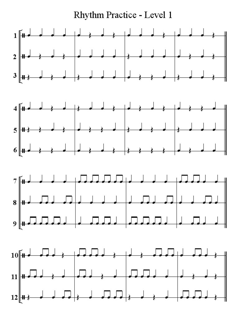 Rhythm Practice Sheet Beginning | PDF | Loisirs