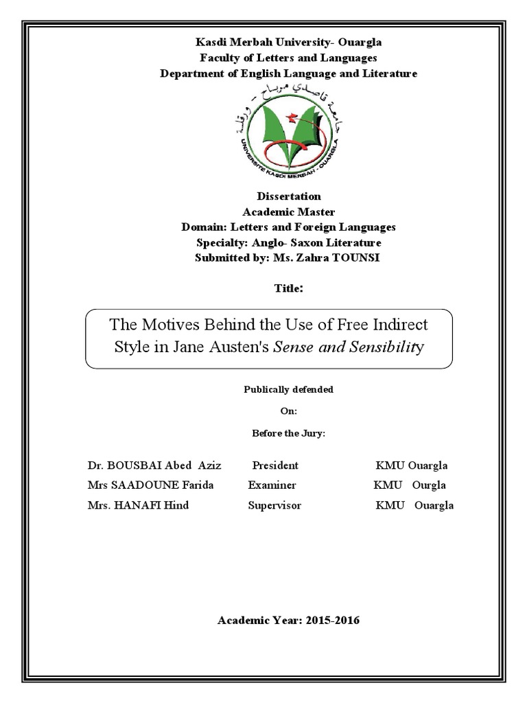 The Motives Behind The Use of Free Indirect Style in Jane Austen's ...