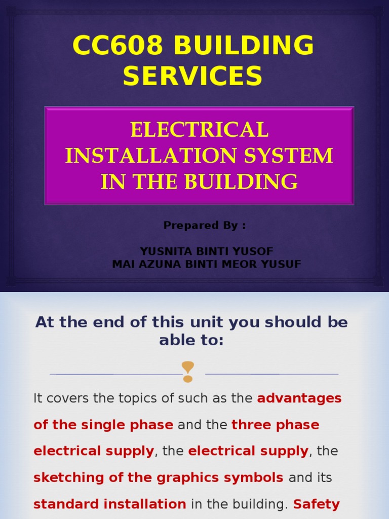 Topic 1 Electrical Installation System in the Building | Electrical ...