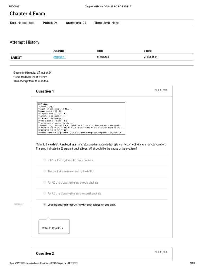 Tshoot v7 Chapter 4 Exam 2016-17-3q Ece154p T | PDF | Routing ...