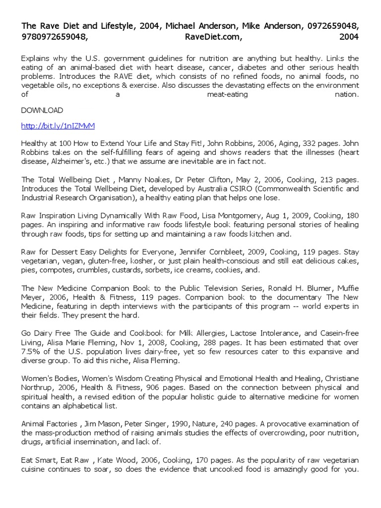 The Rave Diet & Lifestyle - Michael Anderson - RaveDiet - Com 2004 ...