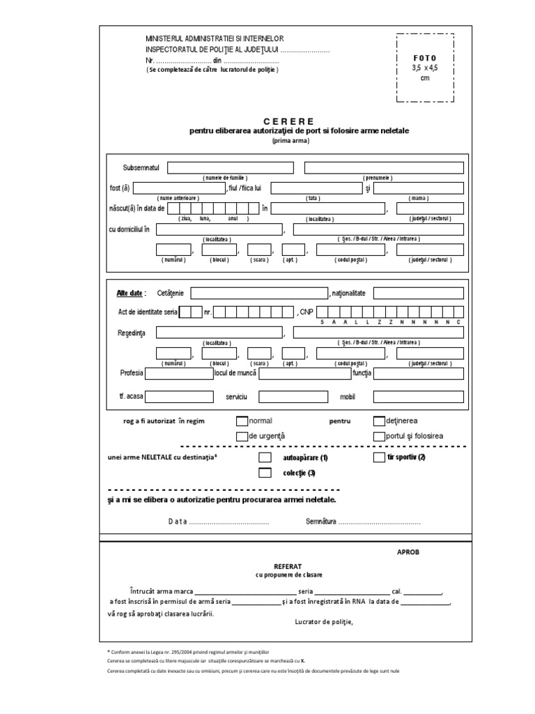 Cerere Procurare Prima Arma Neletala | PDF