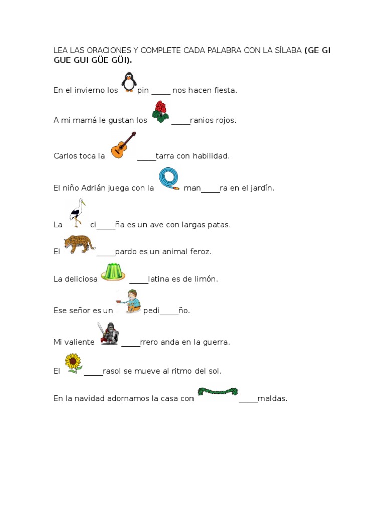 Oraciones Ge Gi Gue Gui Güe Güi | Fiesta religiosa o feriado