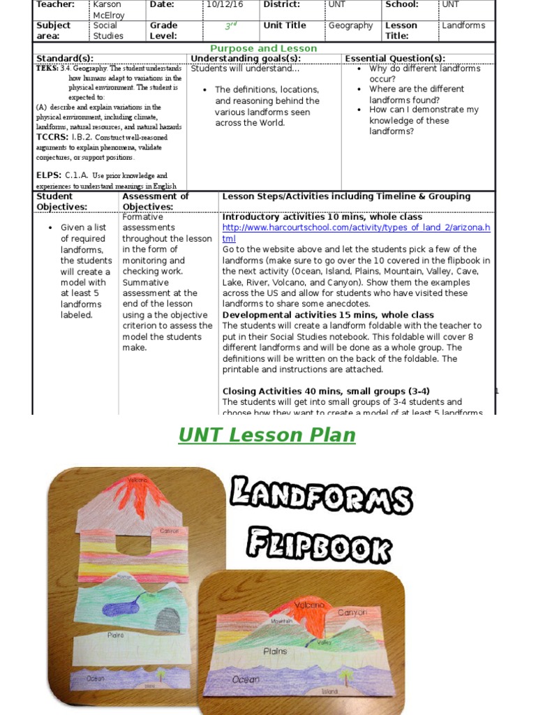 Unt Geography Mini Lesson | PDF | Lesson Plan | Educational Assessment