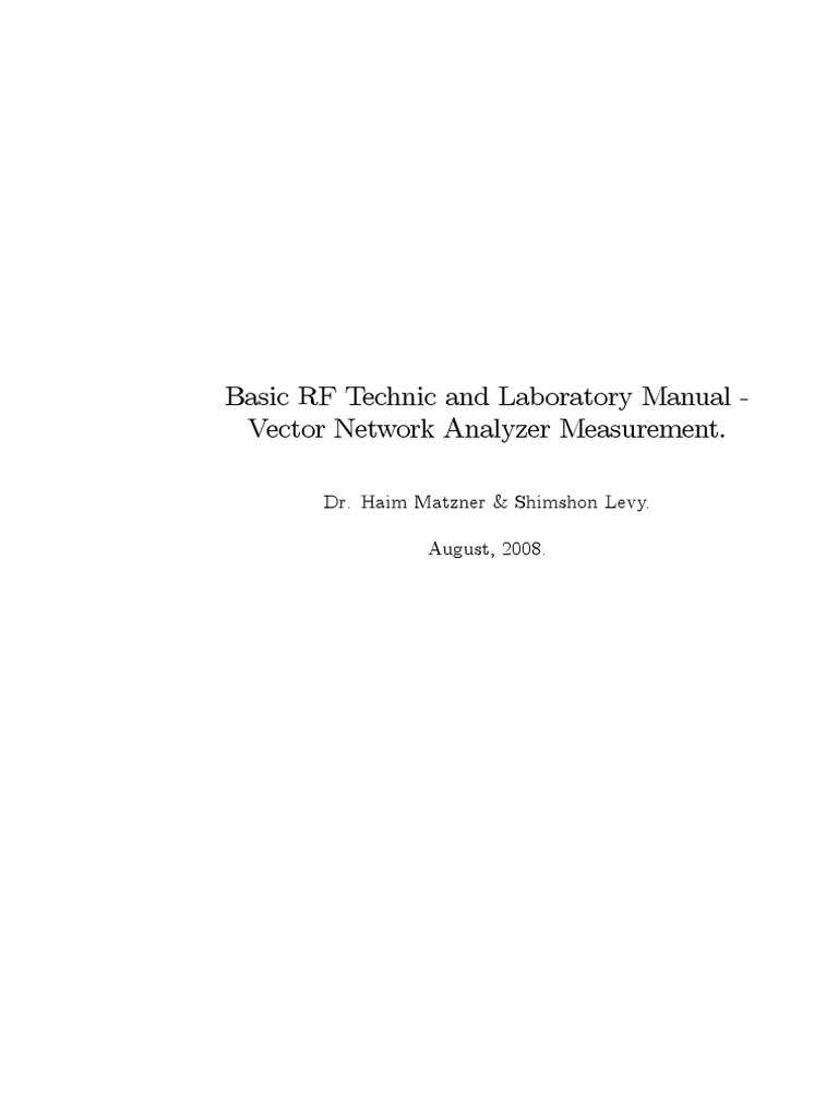 Microwave - Experiment 1 - Revision-Network Analyzer PDF | PDF ...