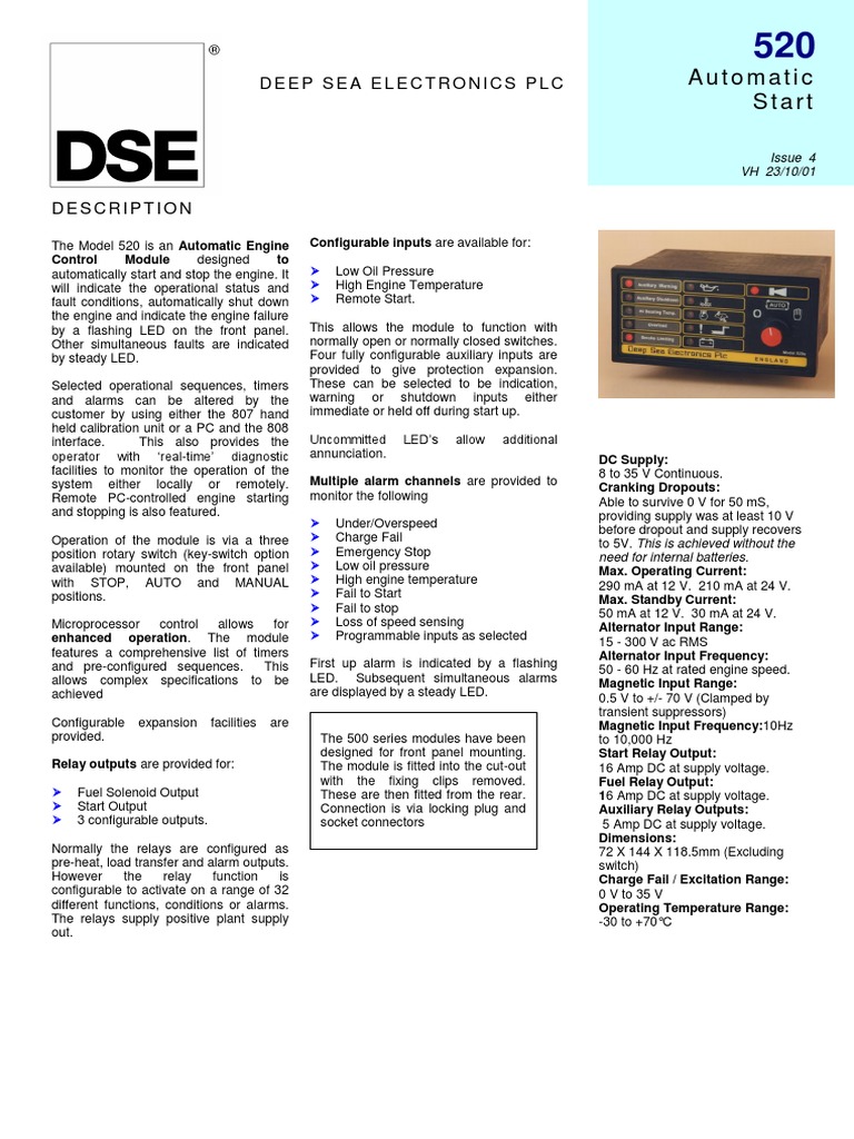 DSE520 Data Sheet PDF | PDF | Relay | Amplifier