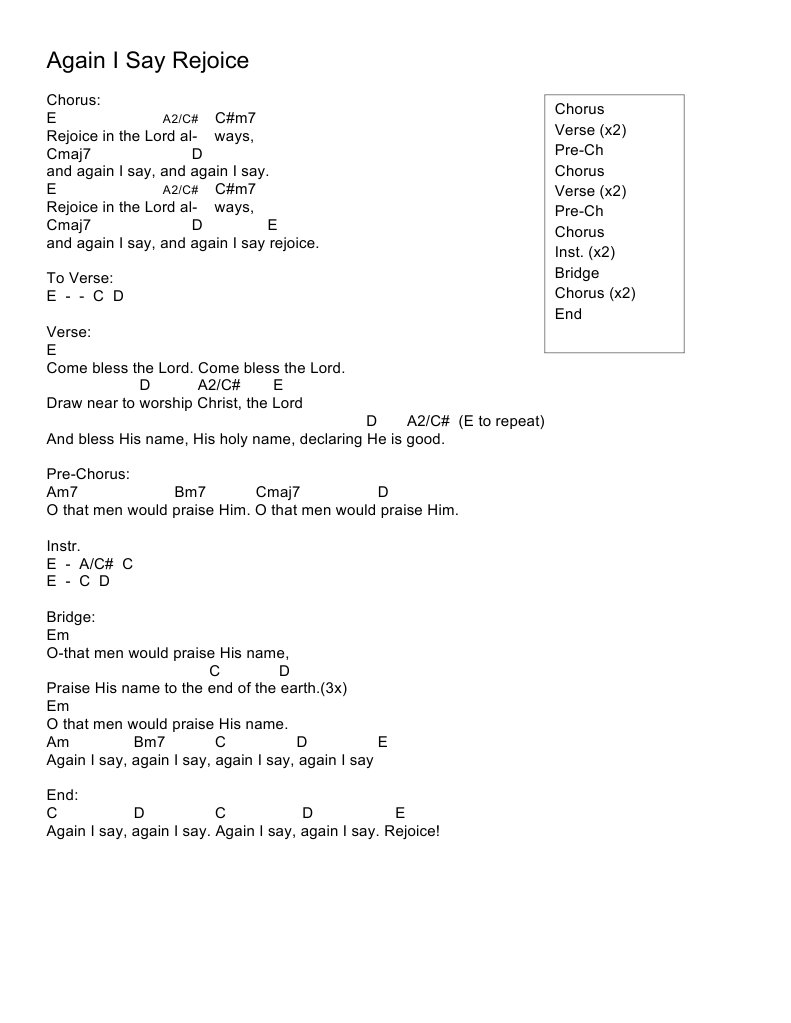 Again I Say Rejoice | PDF