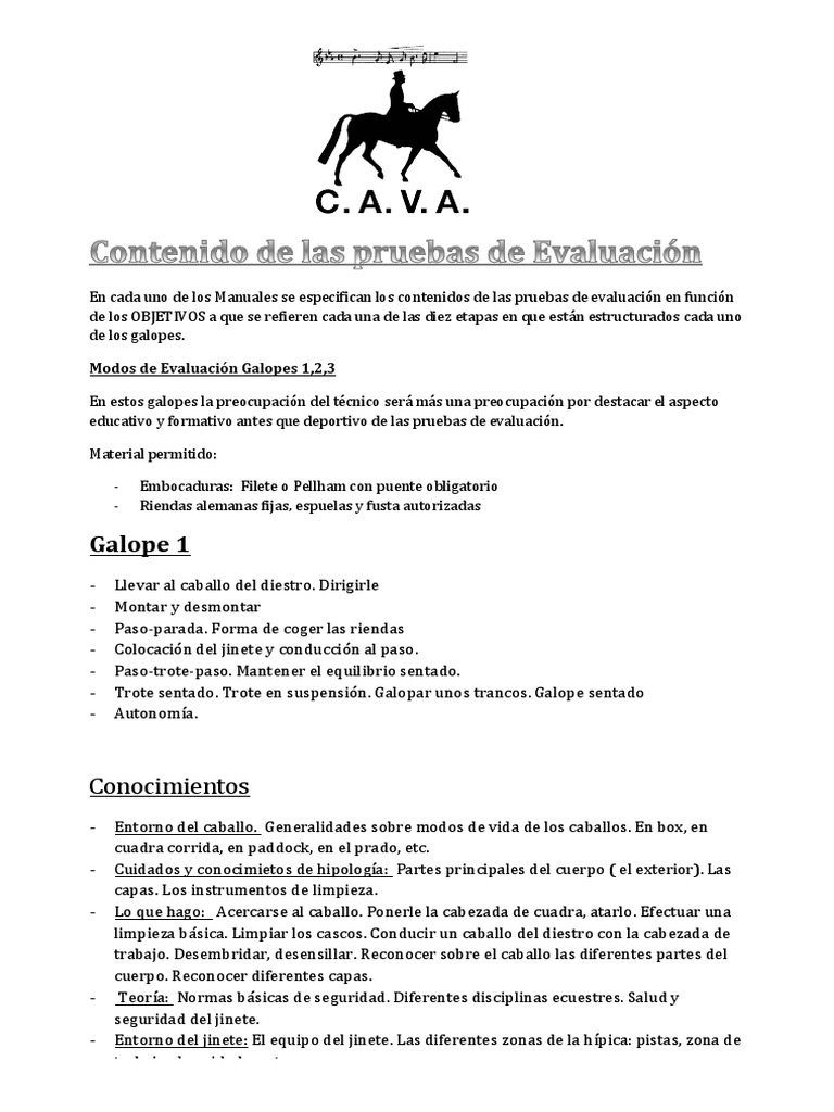 Contenido de La Prueba Galope 1 | PDF