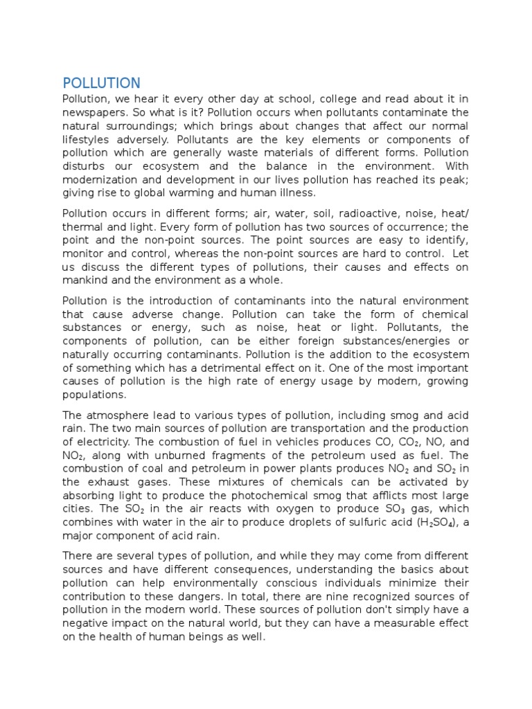 Types of Pollution | PDF | Pollution | Air Pollution