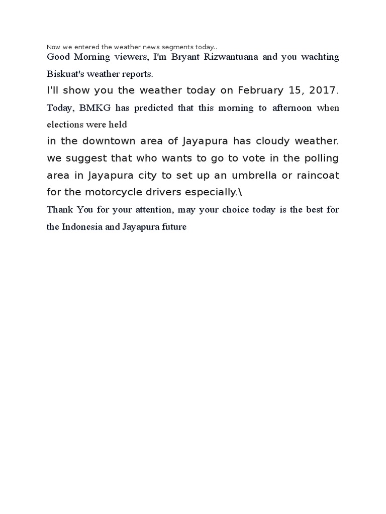 Now We Entered The Weather News Segments Today. | PDF