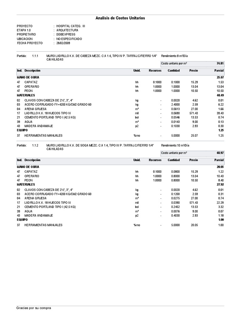 Análisis de Costos en Hospital Apus | PDF