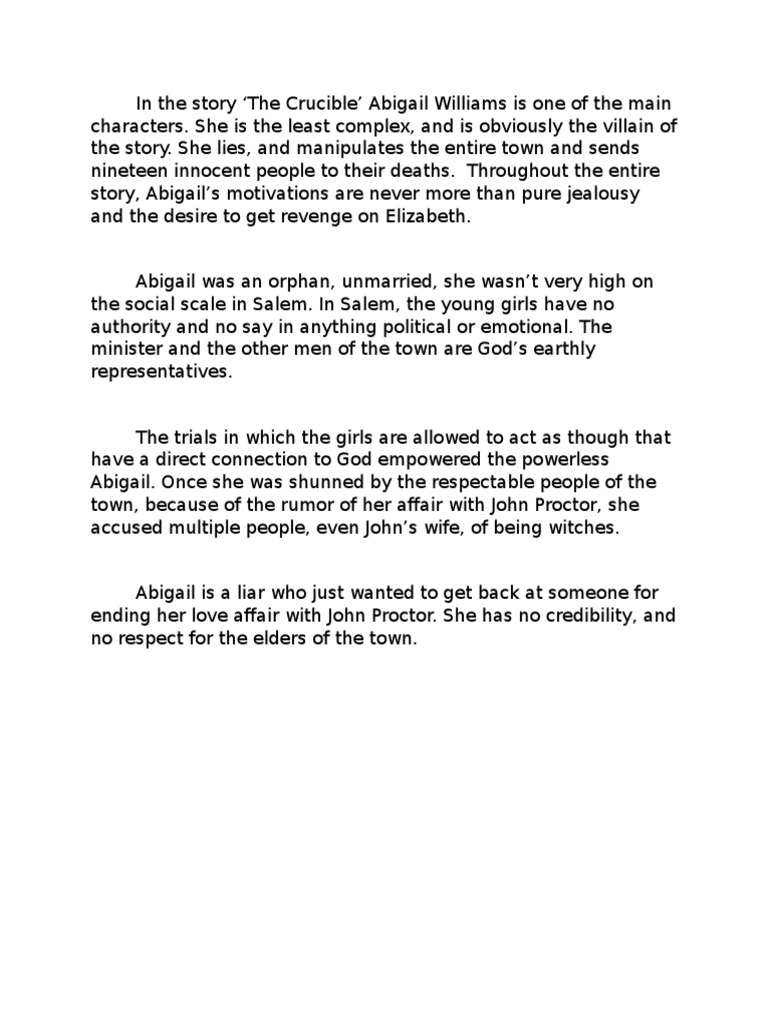 Abigail Williams: The Villain of The Crucible | PDF