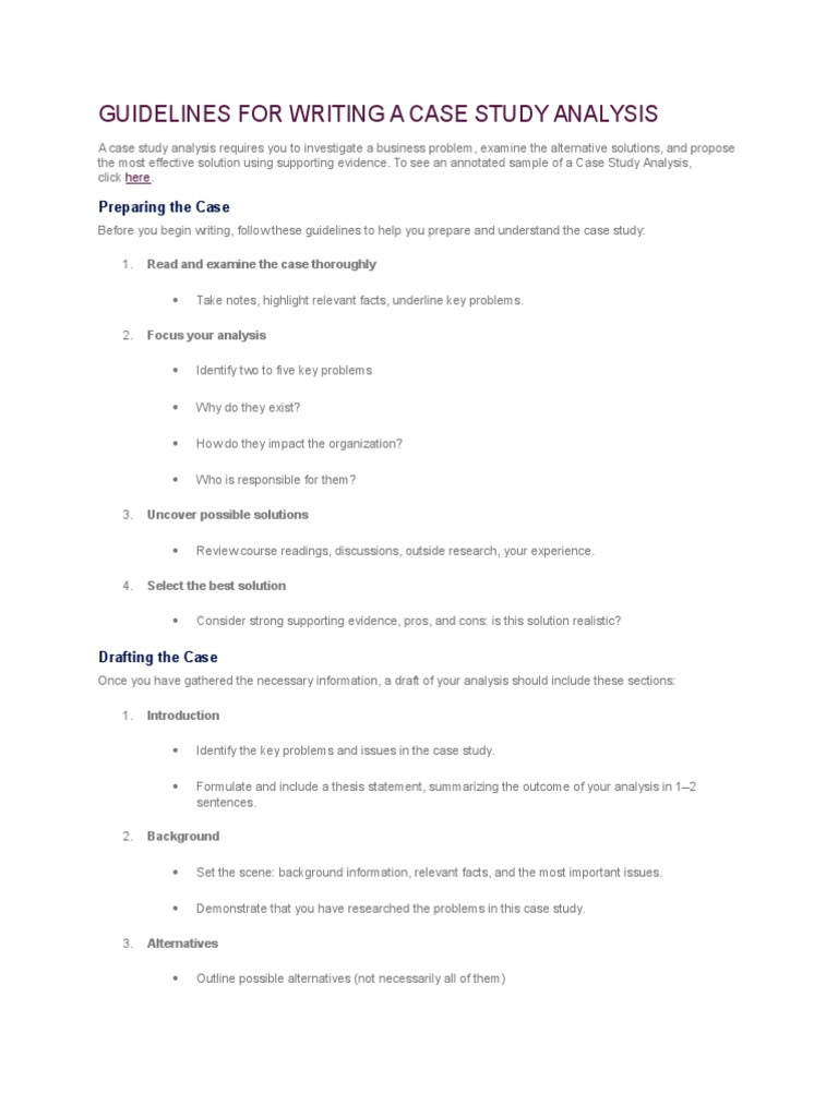 Guidelines for Writing a Case Study Analysis | Case Study | Proofreading