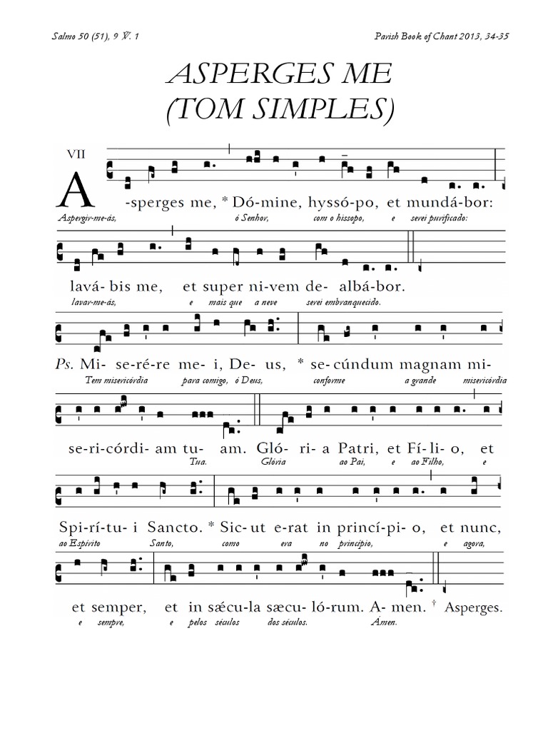 Asperges Me (Tom Simples) | PDF