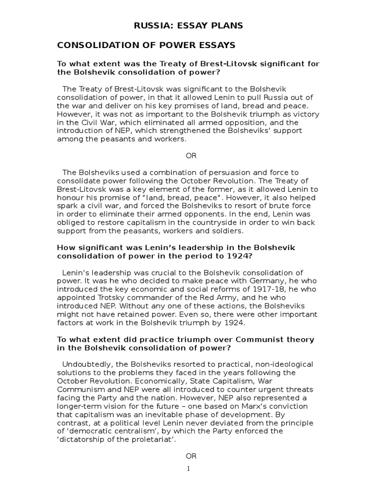 Russia - Essay Plans | PDF | Communist Party Of The Soviet Union ...